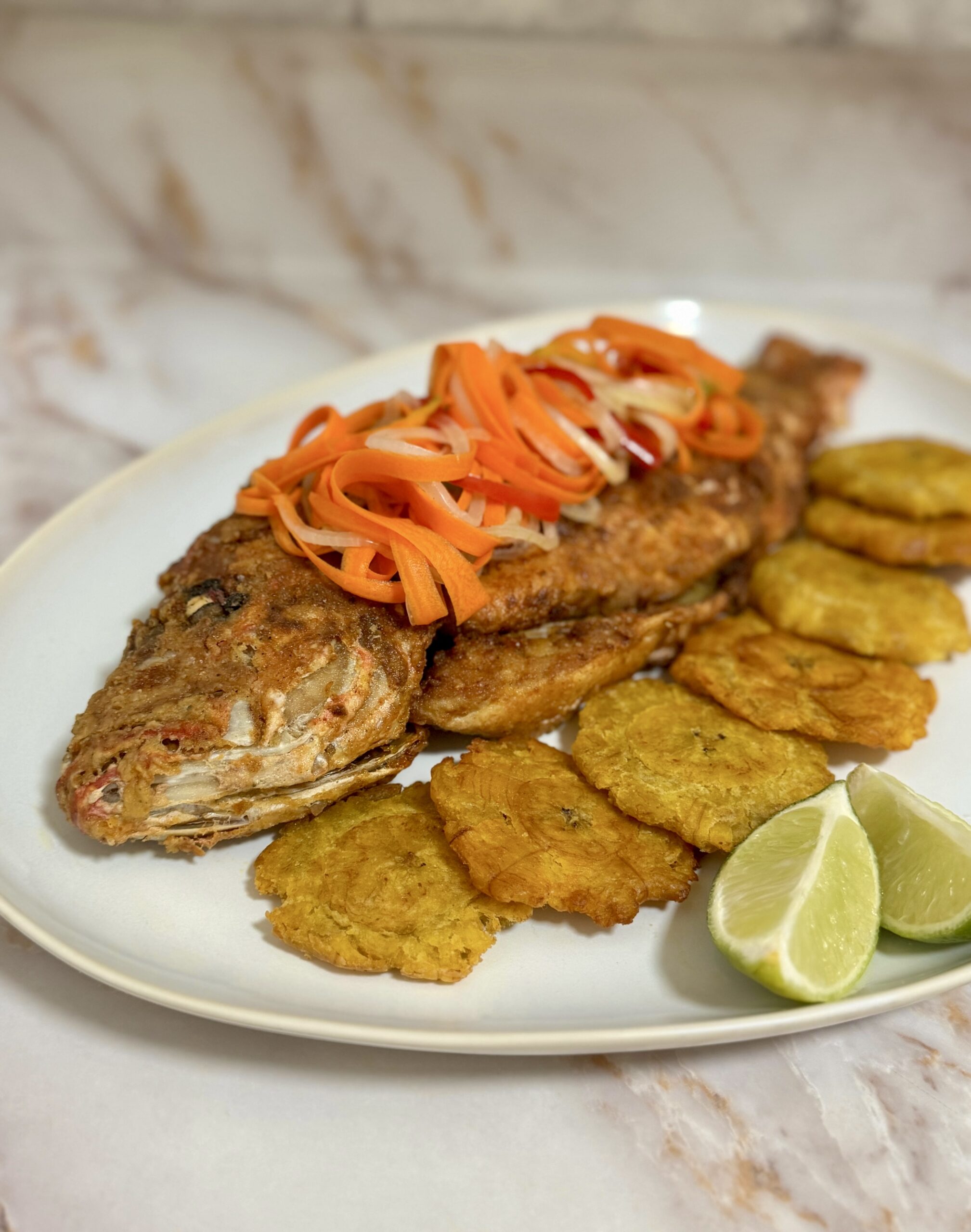 Jamaican Fried Red Snapper with Escovitch - Made with Sazón