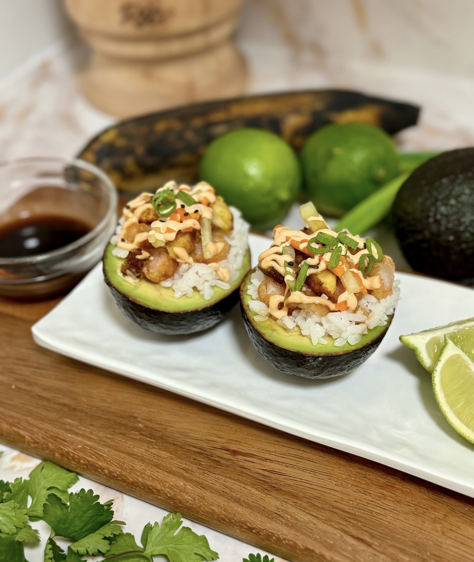 Caribbean Sushi Avocado Boats (Aguacate Relleno de Sushi) - Made with Sazón